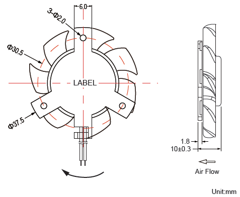 Practical Stable Frameless PC Fans , 40x40x10mm Plastic GPU Cooler Fan