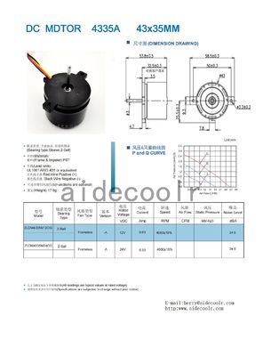 Weatherproof Fan Brushless DC Motor 24V 12-24W Lightweight 3000RPM